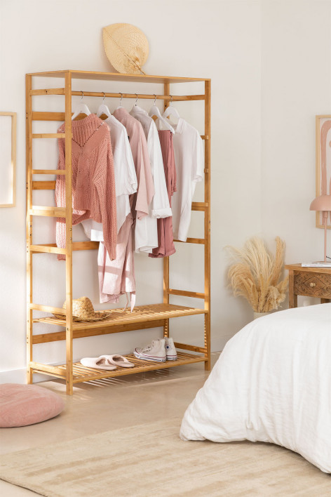 Offene Garderobe mit Regalen aus Bambusholz Krauford - SKLUM