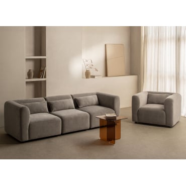 Wohnzimmerset mit 3-teiligem Modulsofa und Fogler-Sessel - SKLUM