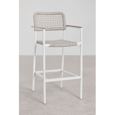 Nediam hoher Gartenhocker mit Armlehnen aus Aluminium und geflochtenem ...