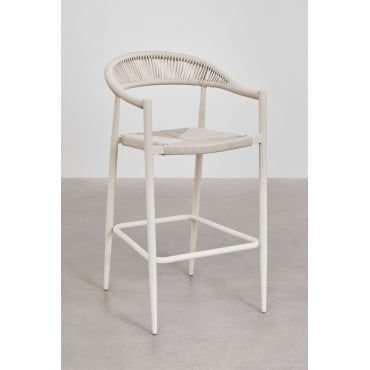 Pack mit 2 hohen Hockern 75 cm aus Aluminium und synthetischem Rattan ...