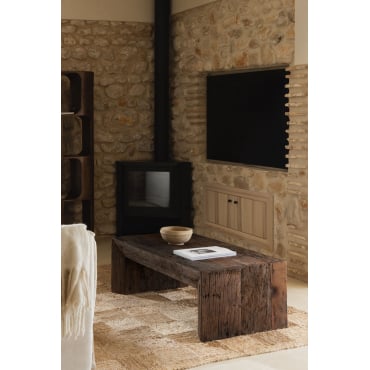 Rechteckiger Couchtisch 120x60 cm aus recyceltem Juvira-Holz - SKLUM