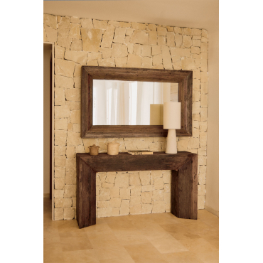 Juvira Konsolentisch-Set mit Spiegel aus recyceltem Holz - SKLUM