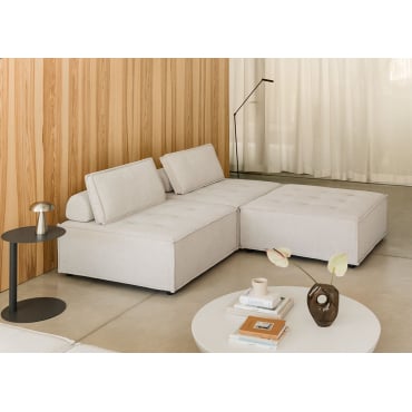 2-teiliges modulares Sofa und Pouf aus Vermont-Stoff - SKLUM