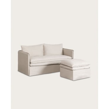 Grace-Wohnzimmerset aus Leinen und Baumwolle mit 2-Sitzer-Sofa und ...