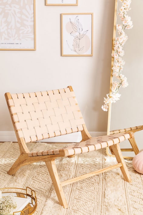 Sessel aus Holz und Leder Zaid - SKLUM