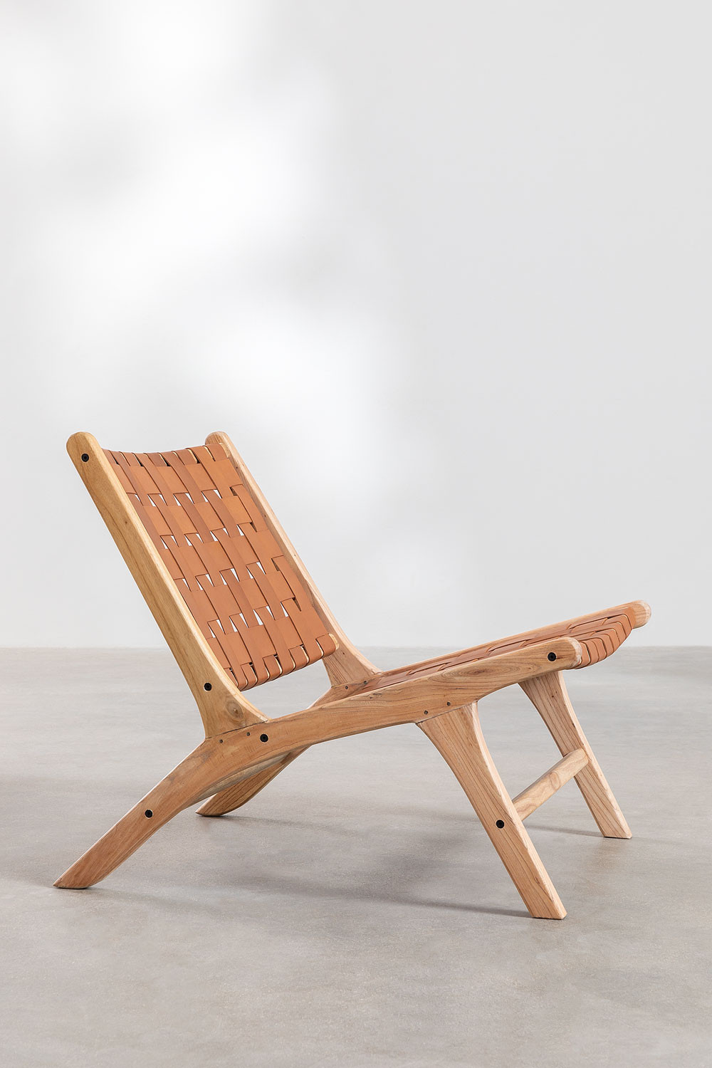 Sessel aus Holz und Leder Zaid - SKLUM