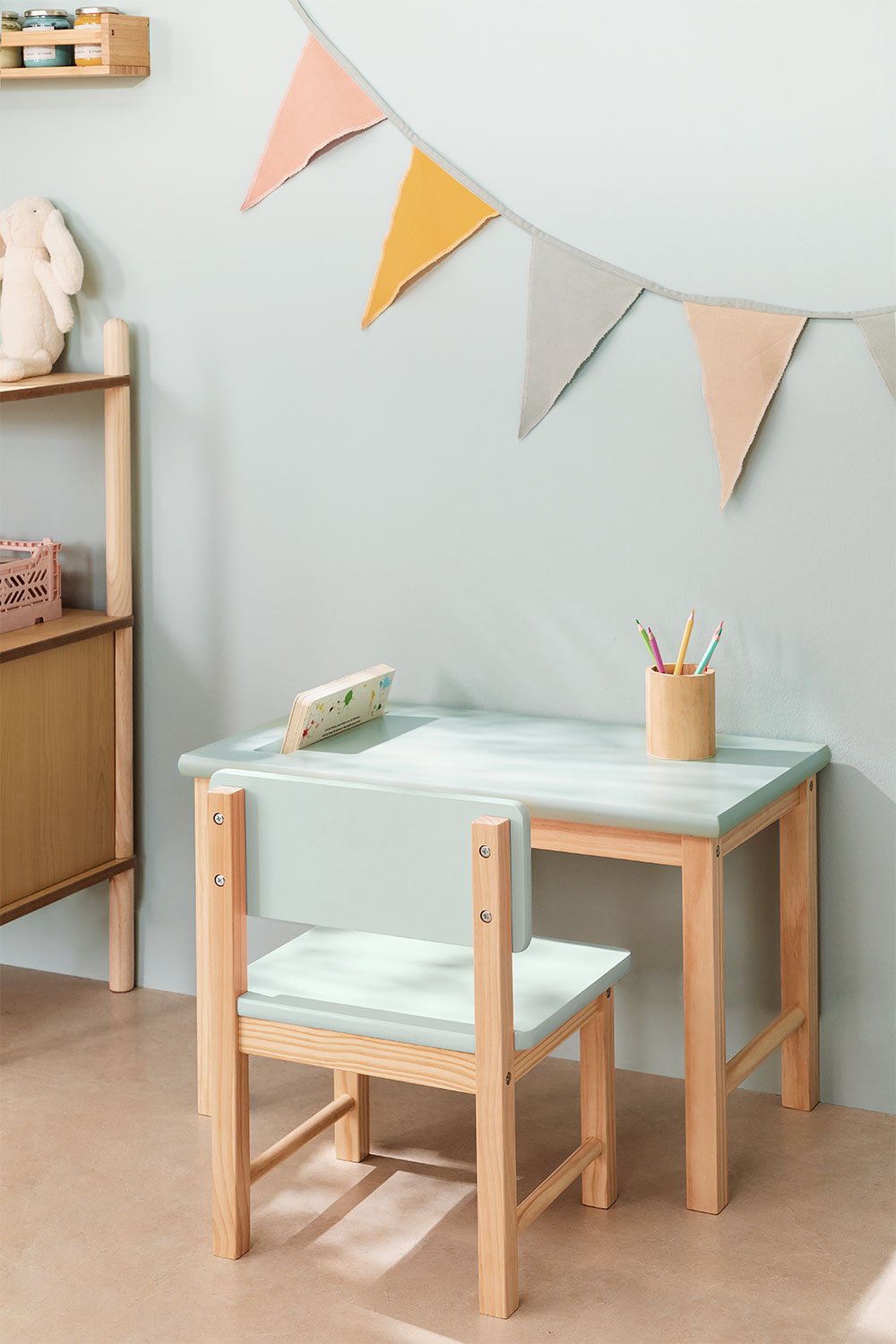 Set mit Tisch und Stuhl aus Holz Dakota Kids - SKLUM