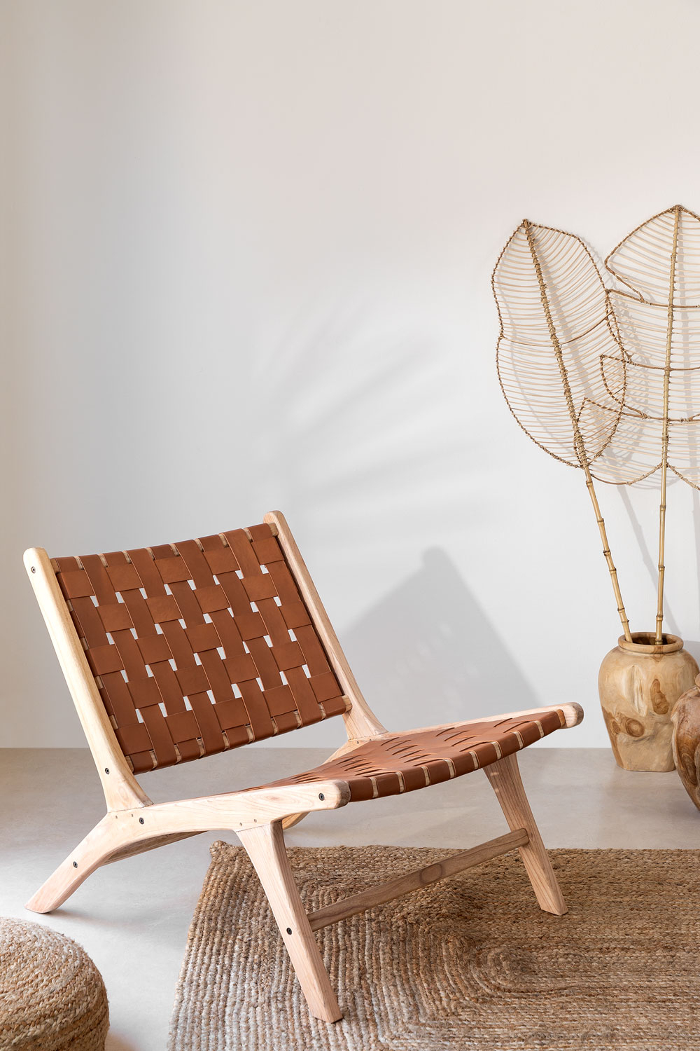 Sessel aus Holz und Leder Zaid - SKLUM