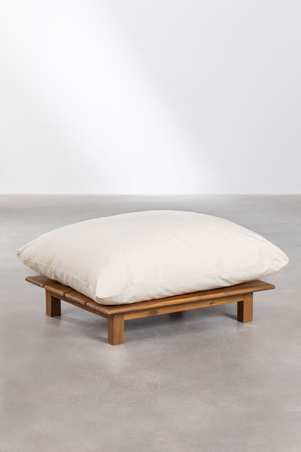 2-teiliges modulares Liegesofa mit Puff aus Akazienholz Brina - SKLUM
