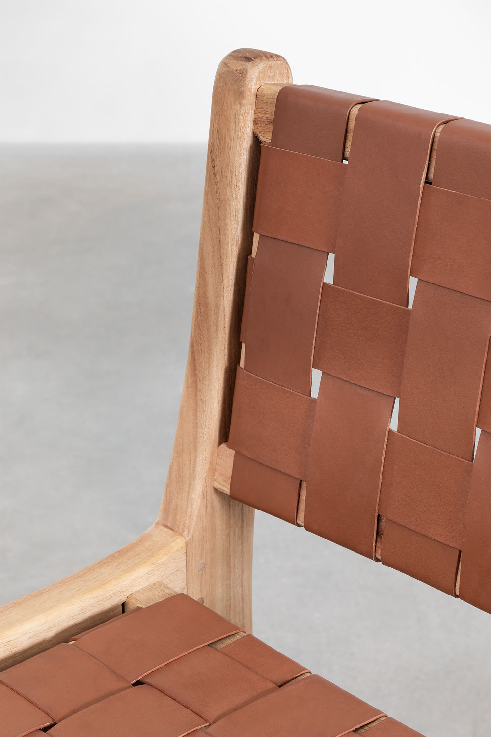 Hoher Hocker aus Holz und Leder (61,5 cm) Zaid - SKLUM