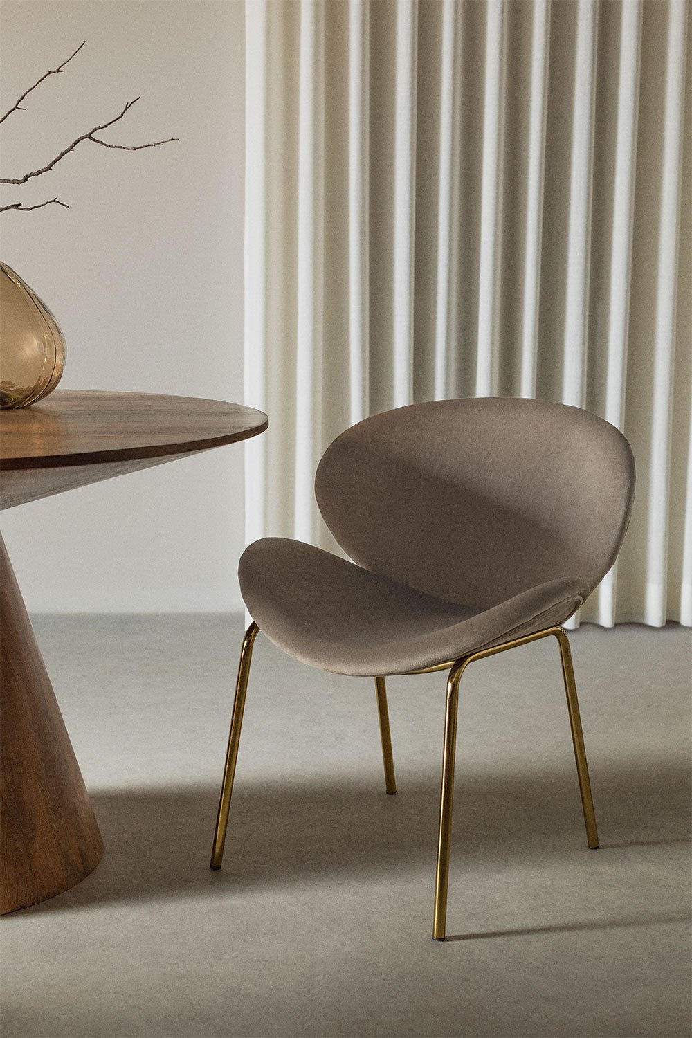 Packung mit 4 Esszimmerstühlen in Velvet Fior Gold - SKLUM