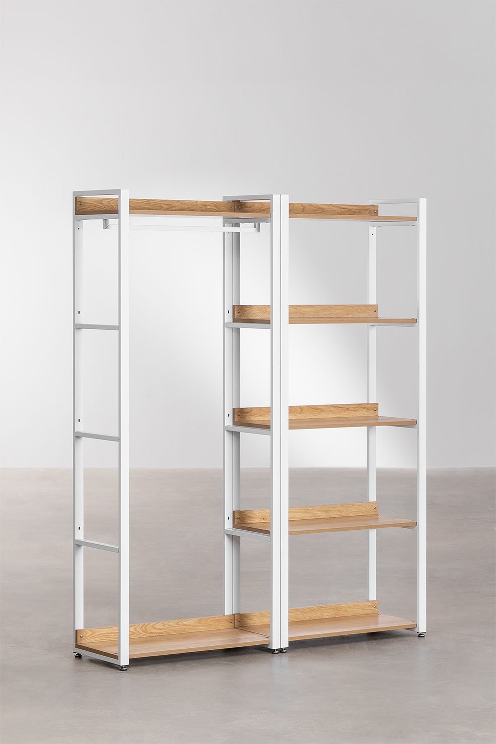 Offenes modulares Schrankset mit 2 Teilen, Kleiderstange und Regal aus ...