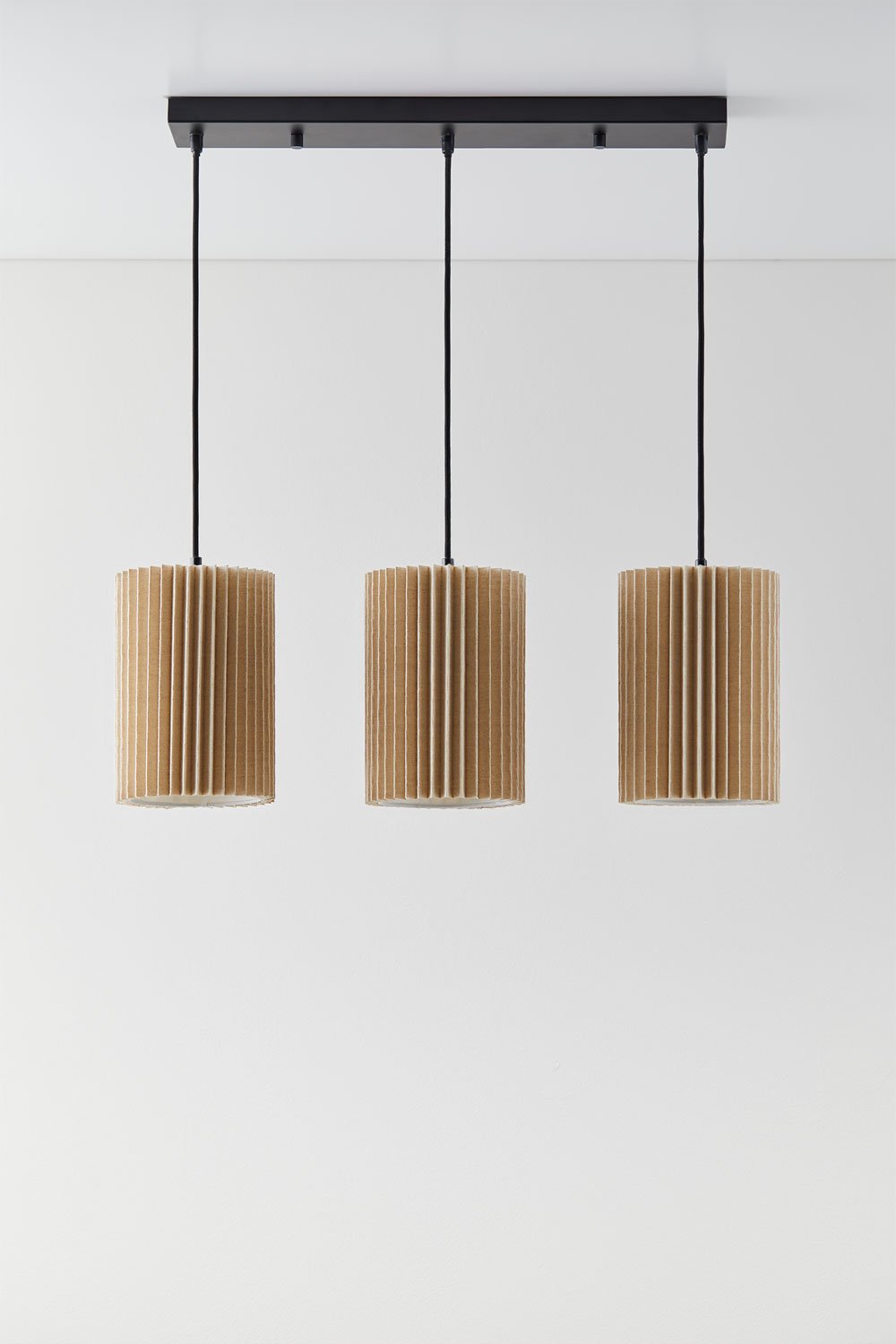 Hängende Deckenlampe aus Leinen und Metall mit 3 Lichtpunkten Quintelia ...