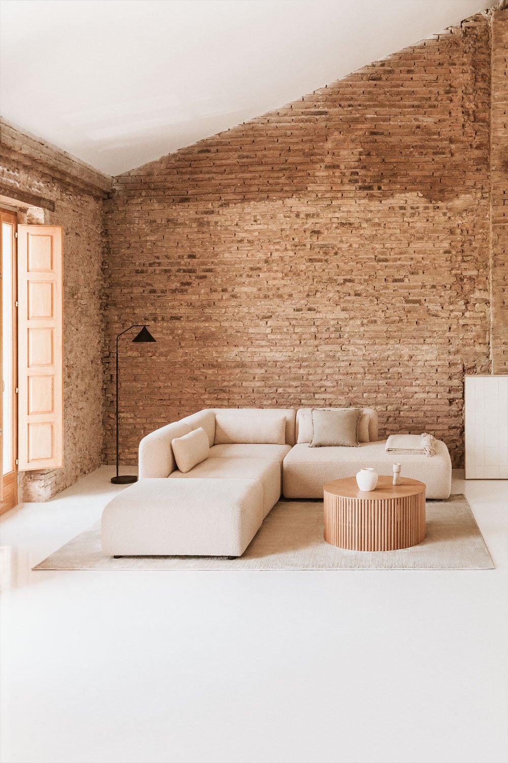 3-teiliges modulares Ecksofa mit Chaiselongue rechts und Fogler-Hocker ...