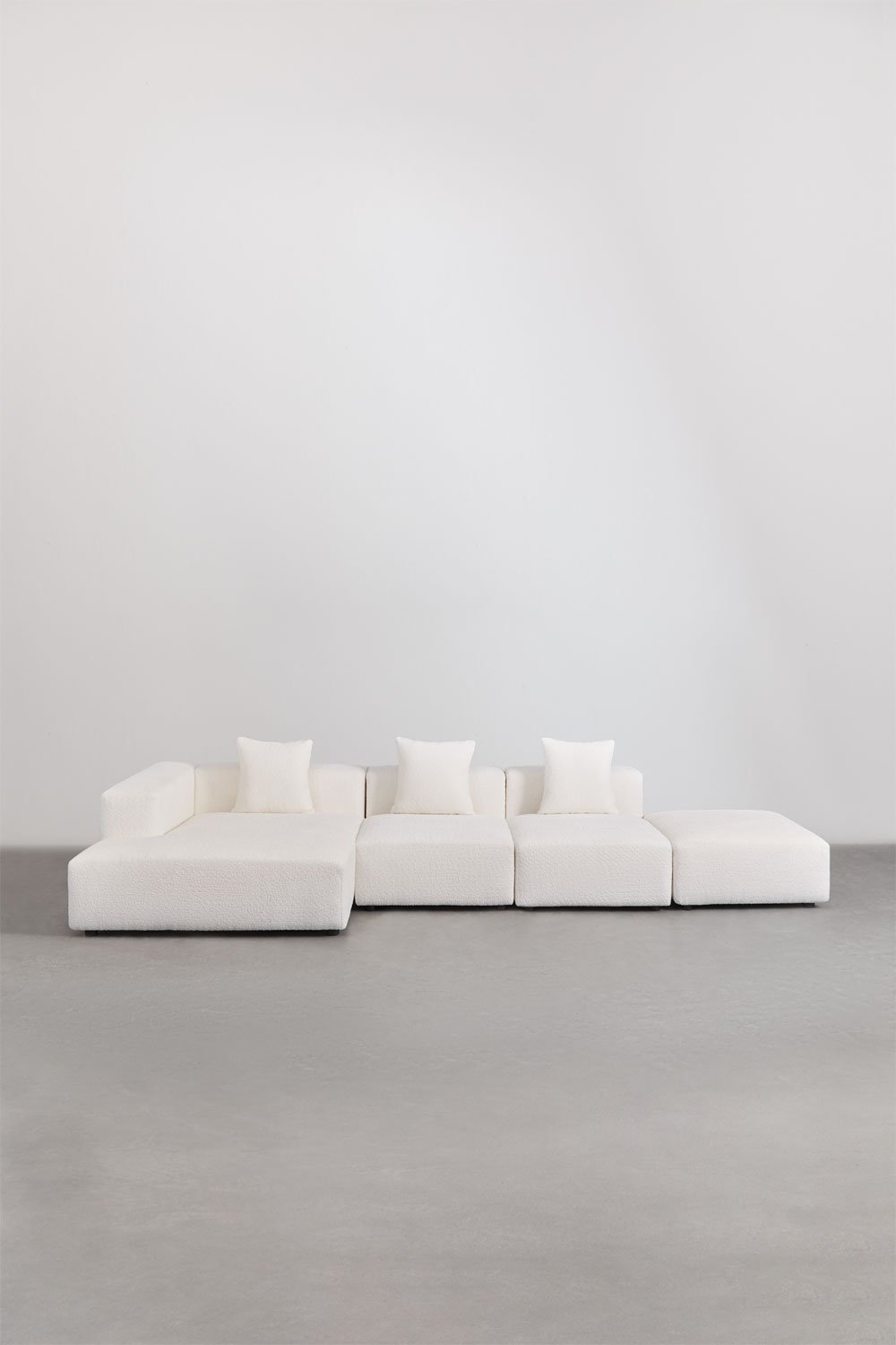 Modulares Ecksofa mit Chaiselongue links, 3-teilig mit Hocker (↔︎390 cm ...