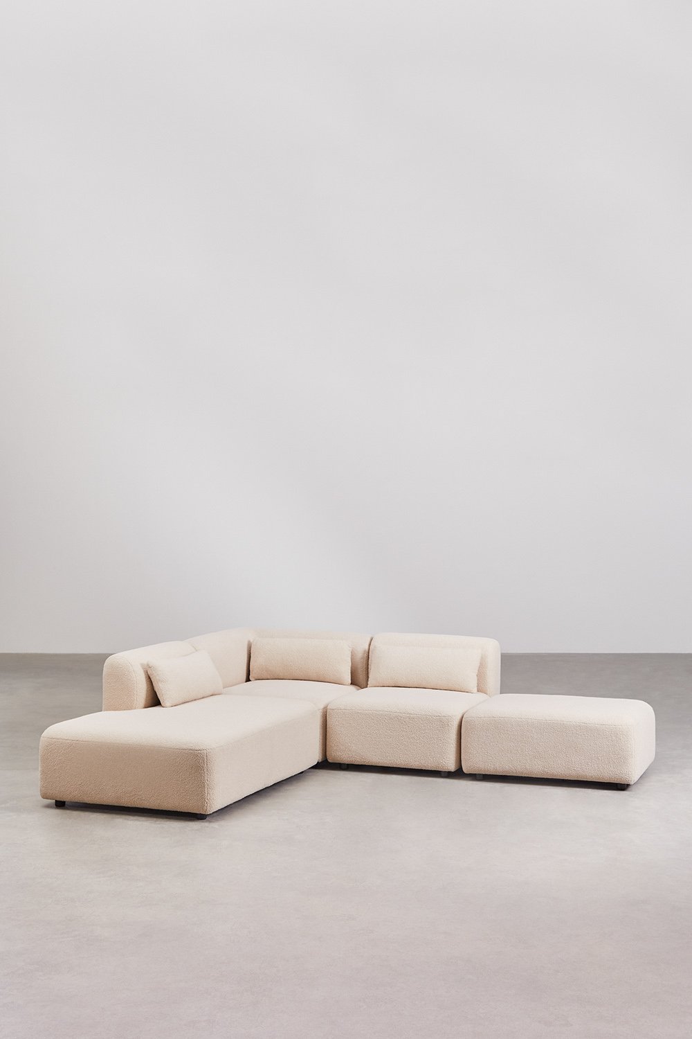 3-teiliges modulares Ecksofa mit Chaiselongue links und Fogler-Hocker ...