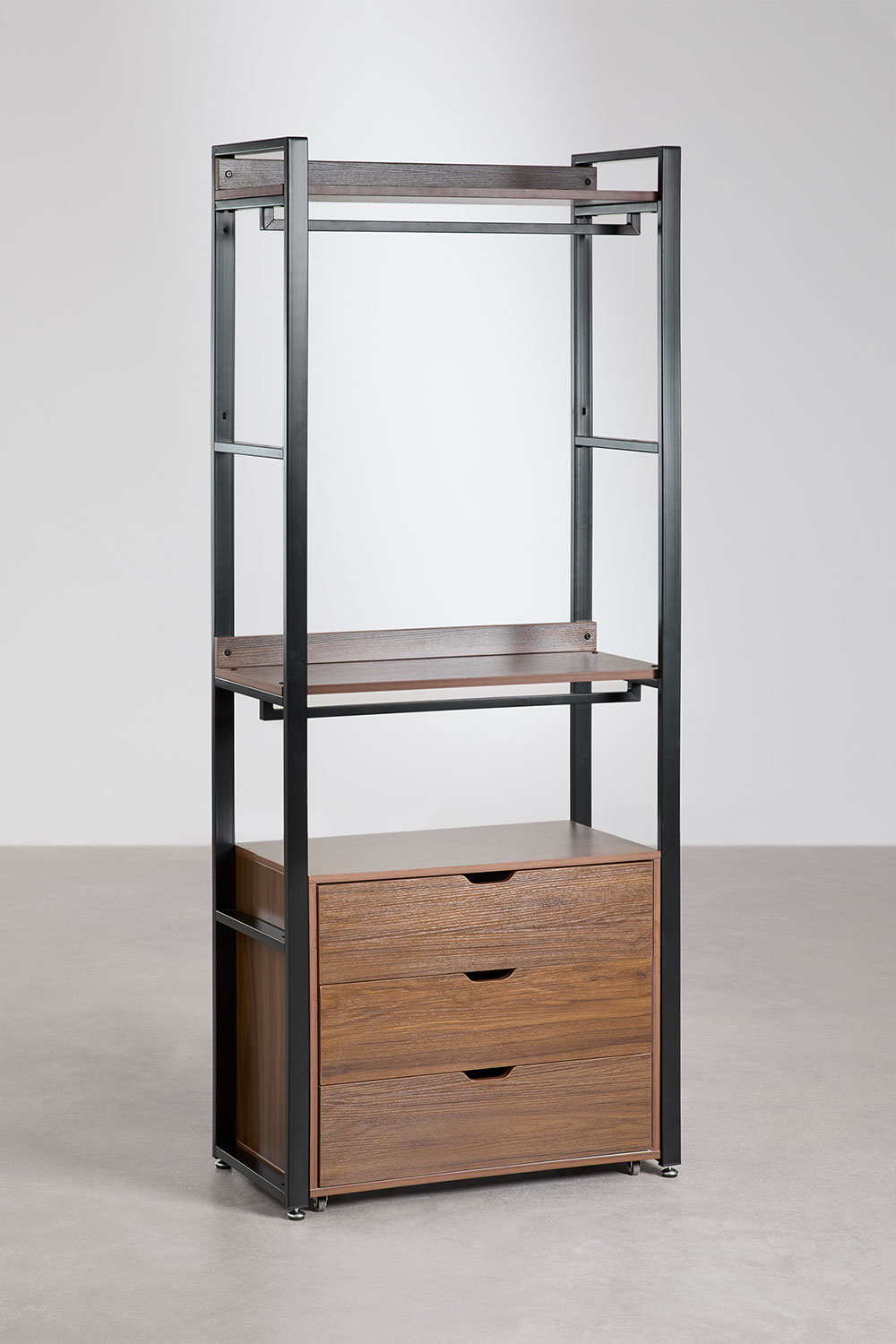 Offener modularer Schrank mit 3 Teilen und Schubladen aus Stahl und ...