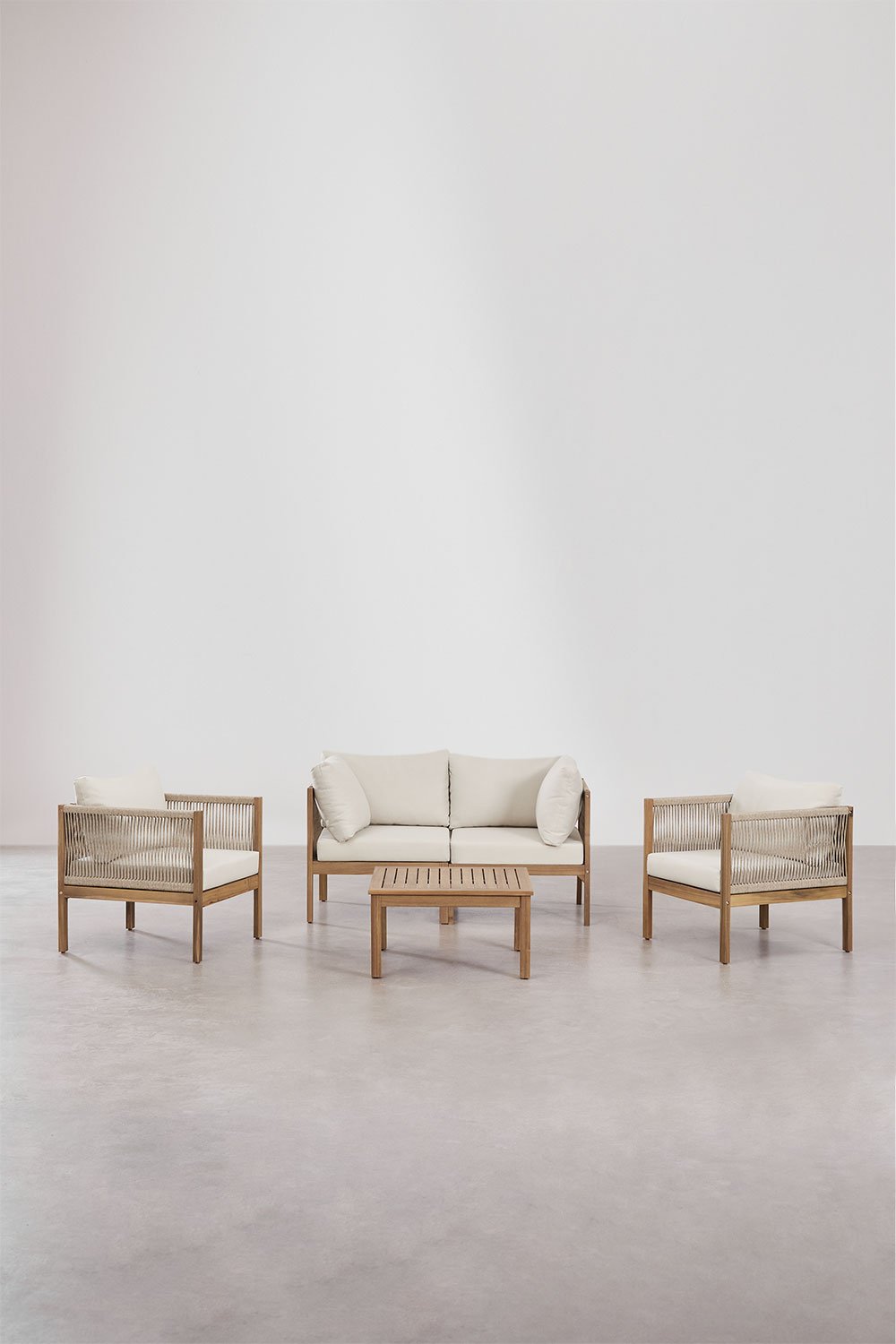 Wohnzimmerset mit 2-teiligem Modulsofa mit Armlehnen, 2 Sesseln und Couchtisch aus Branson ...