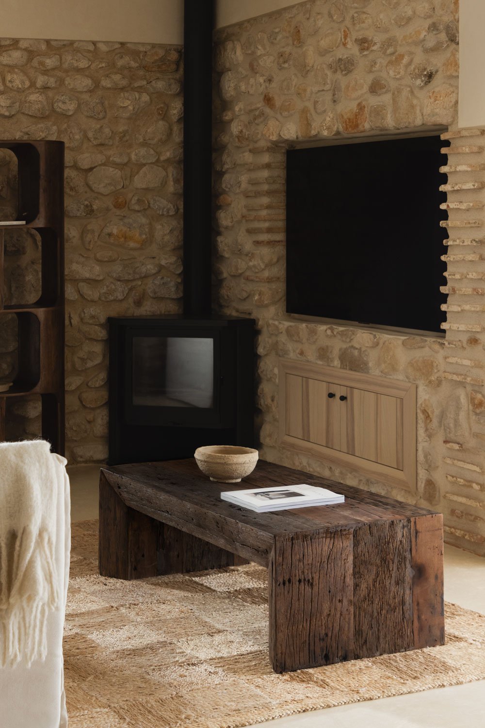 Rechteckiger Couchtisch 120x60 cm aus recyceltem Juvira-Holz - SKLUM