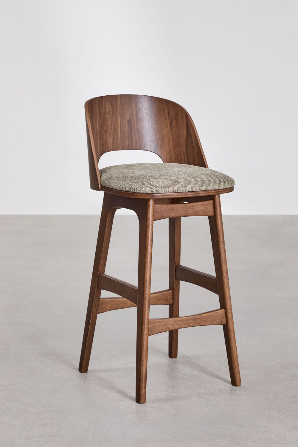 Juna hoher Hocker aus Holz und Polsterung - SKLUM