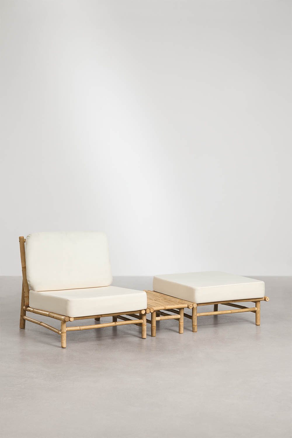 Garten-Set mit Sessel, Pouf und rechteckigem Beistelltisch 75x40 cm aus ...