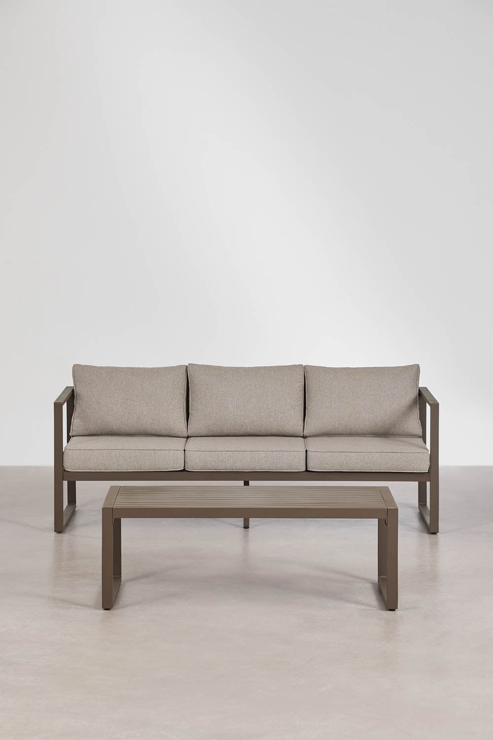 Garten-Set mit 3-Sitzer-Sofa und 110x55 cm Aluminium-Couchtisch Lipov ...