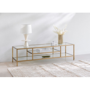 Mueble TV en vidrio y acero Amelia - SKLUM