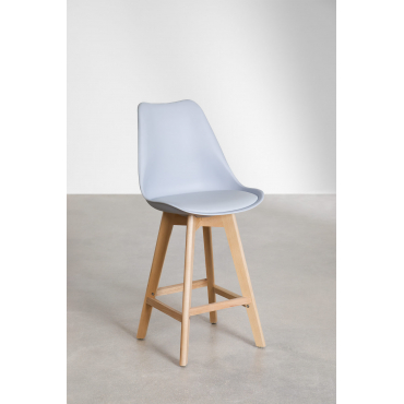 Taburete alto 65 cm con cojín en polipiel gris delfín Nordic - SKLUM