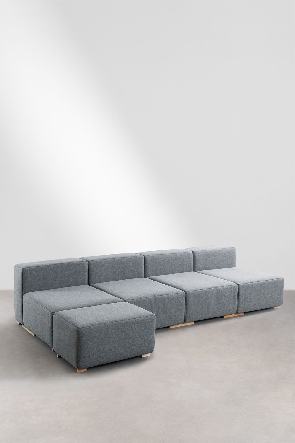 Sofá Modular Reclinable de 4 Piezas con Puff en Madera de Acacia Brina ...