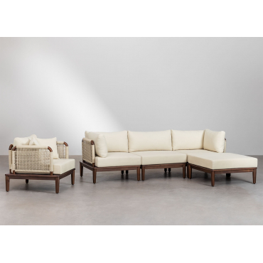 Conjunto de jardín con sofá modular de 3 piezas con 2 sillones ...