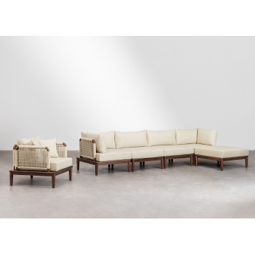 Conjunto de jardín con sofá modular de 4 Piezas con 2 sillones ...