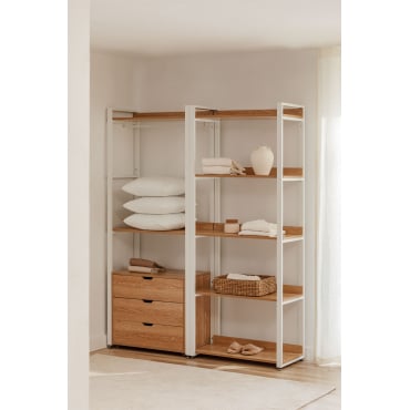 Armario Modular Abierto de 2 Piezas con Cajones y Estantería en Acero y Madera Ariaster - SKLUM