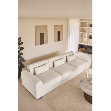 Sofá modular esquinero izquierdo de 3 piezas con puff triangular en ...