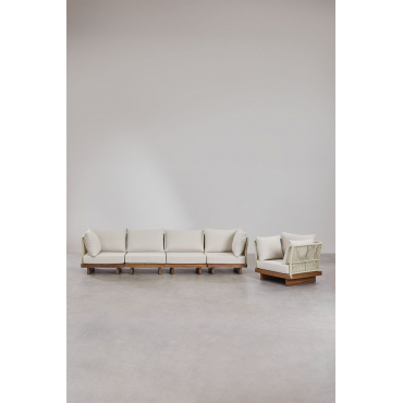 Conjunto de salón con sofá modular de 4 piezas con 2 sillones ...