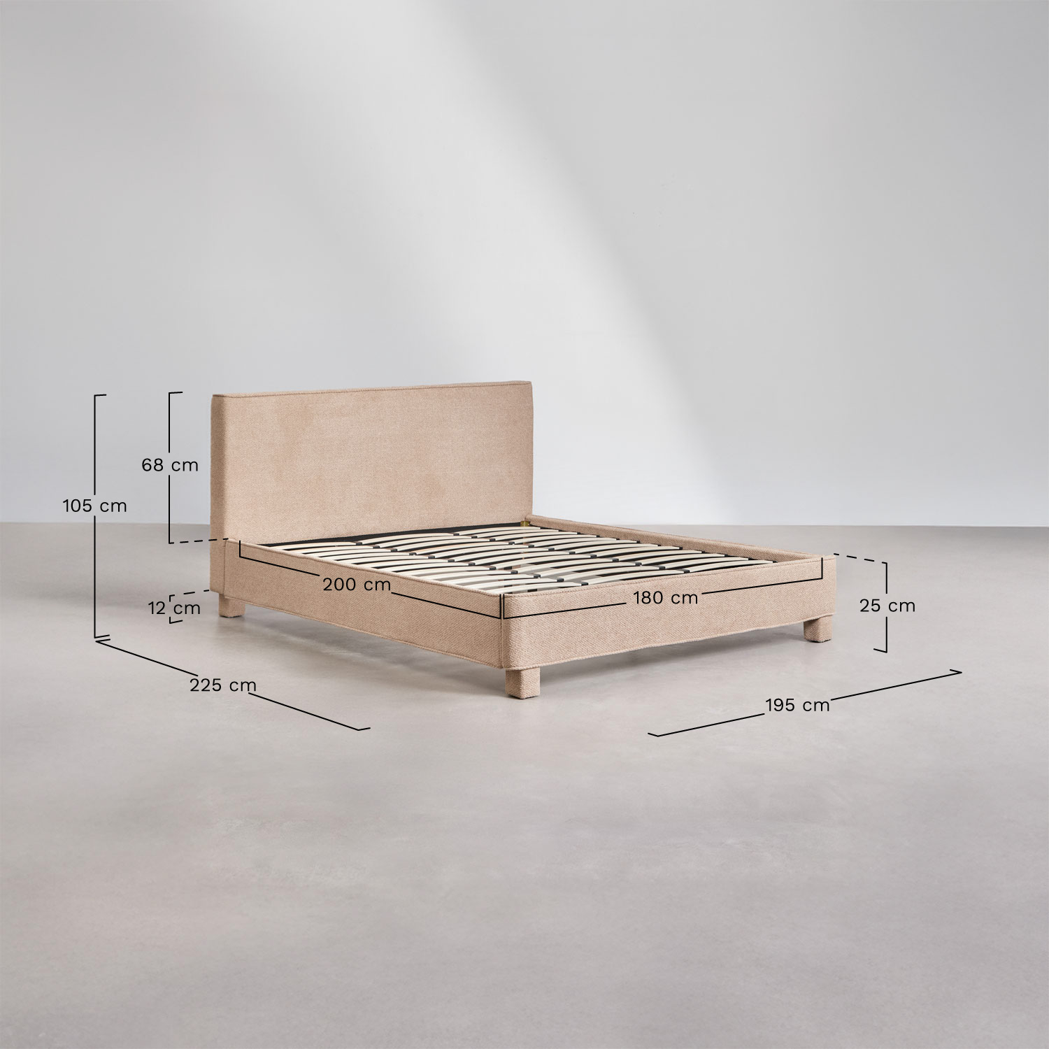 Cama en tela chenilla gruesa Jokin - SKLUM