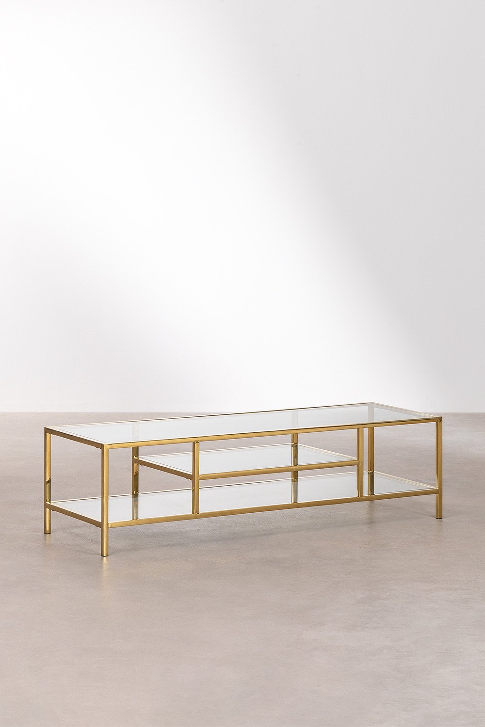 Mueble TV 150x50 cm en vidrio y acero Amelia - SKLUM