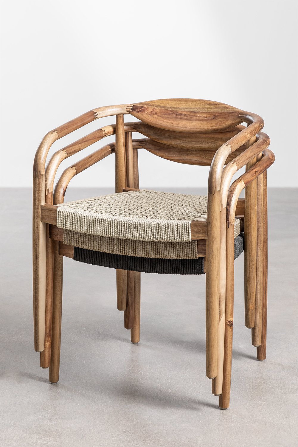 Pack de 2 Sillas de Comedor en Madera de Acacia y Cuerda Trenzada ...