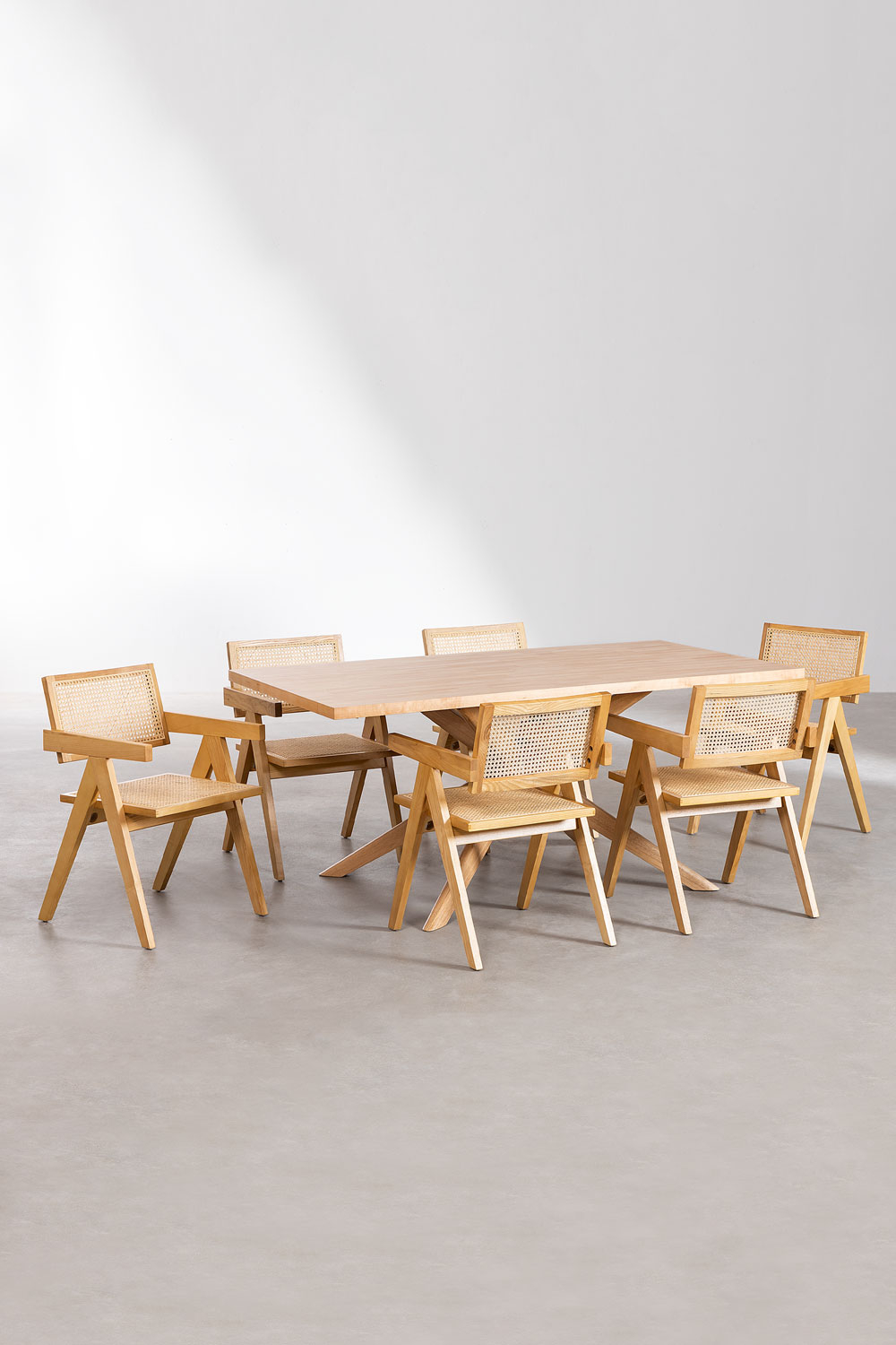 Set de mesa de comedor rectangular 180x90 cm Arnaiz Y 6 sillas con ...