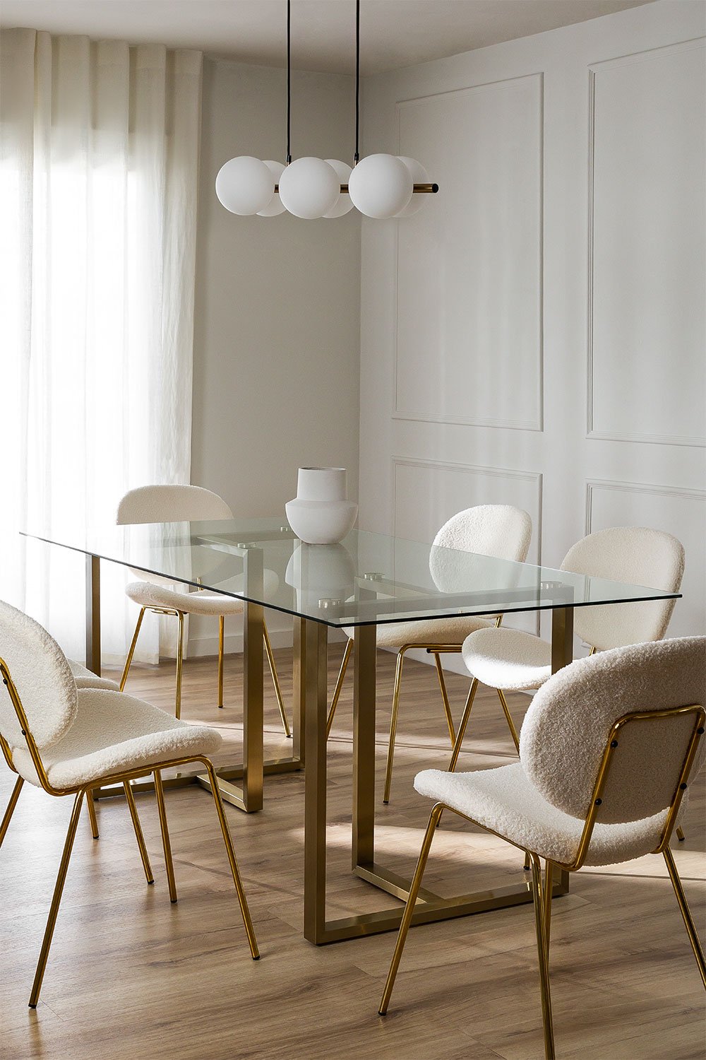 Mesa de comedor rectangular 180x90 cm en vidrio y acero Lesley - SKLUM