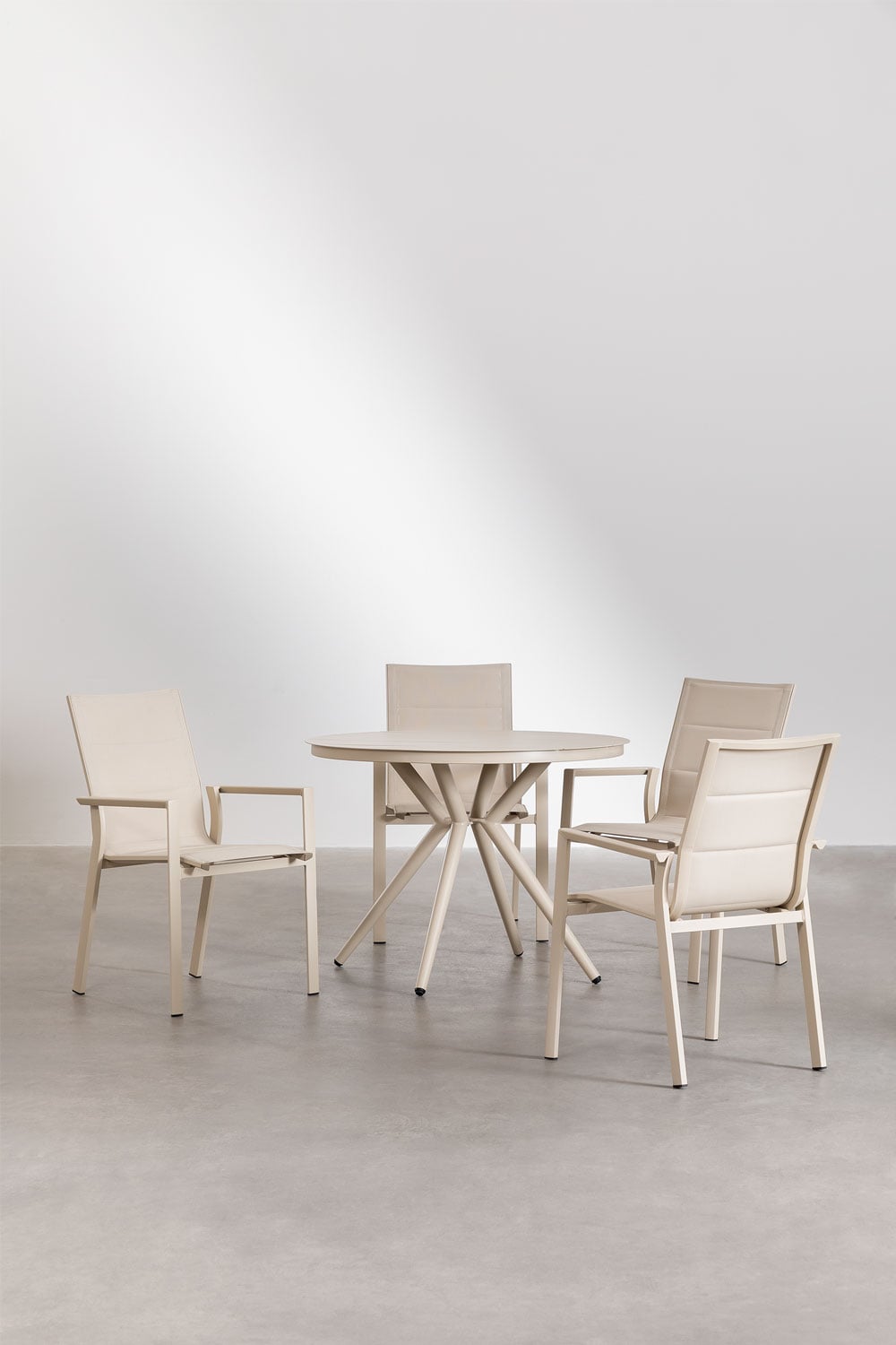 Set de mesa redonda Ø100 cm Valerie y 4 sillas de jardín apilables en ...