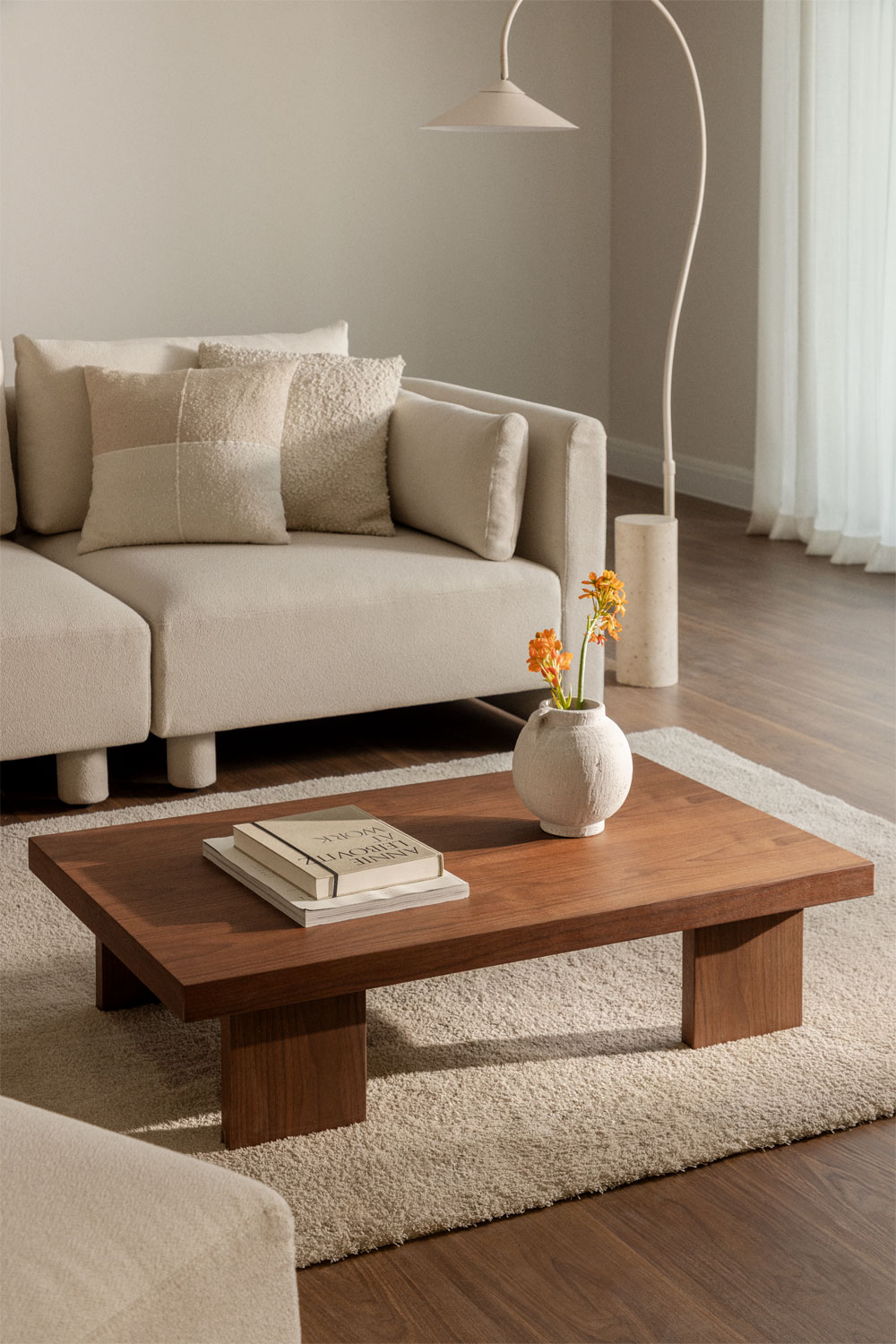 Mesa de centro rectangular 100x60 cm en MDF y chapa Bernay - SKLUM