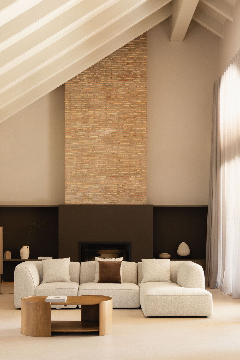 Sofá modular chaise longue derecho de 3 piezas tapizado Cardea - SKLUM