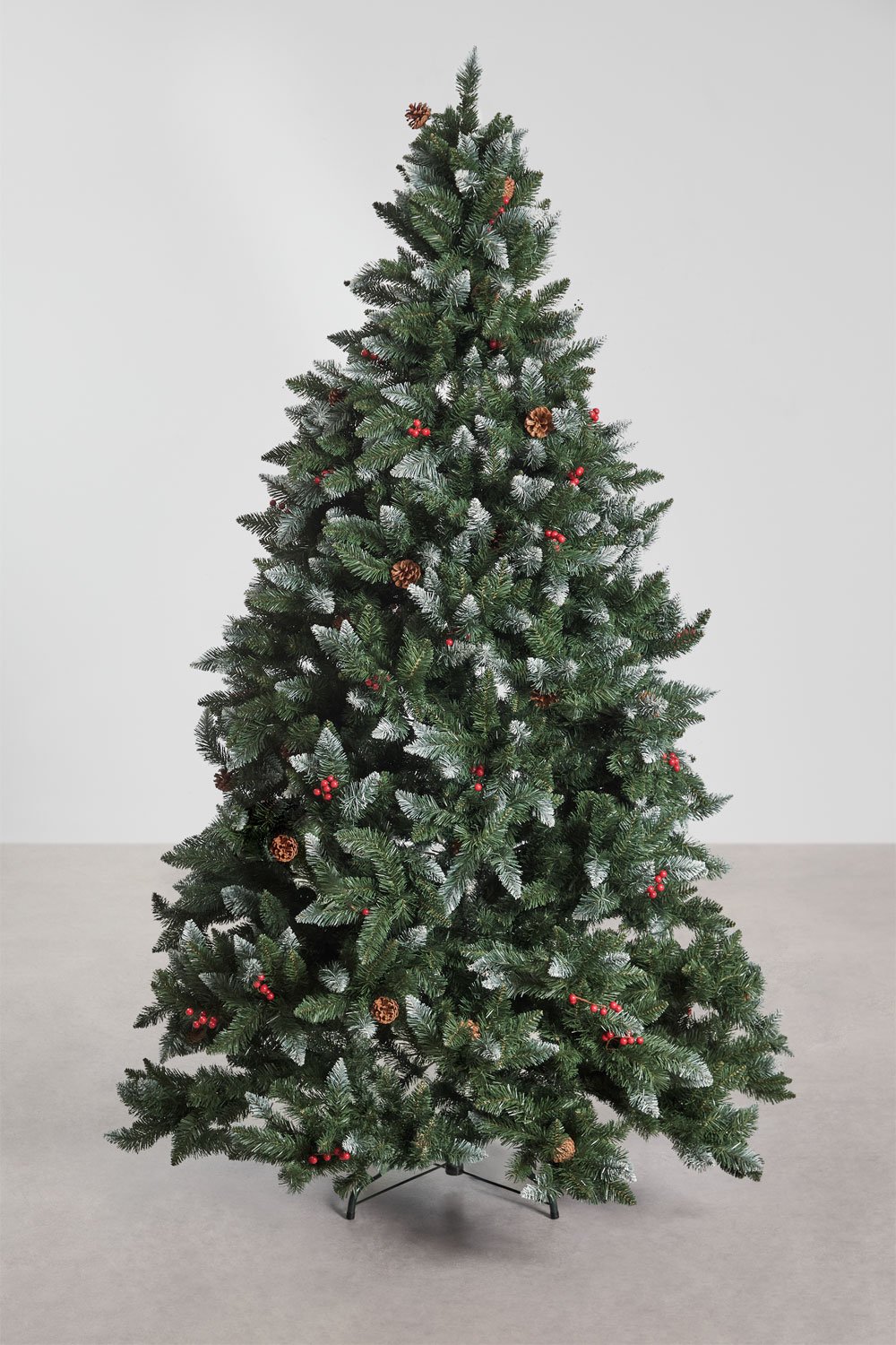 Árbol de Navidad con piñas decorativas y bayas rojas Livigno - SKLUM