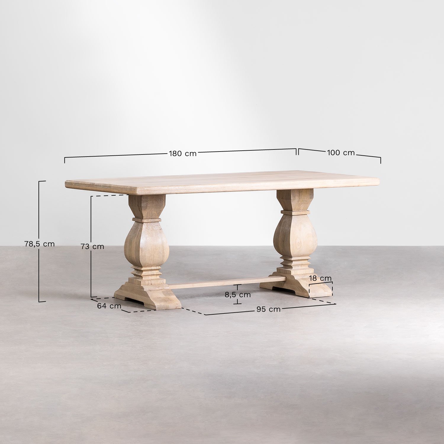 Table de Salle à Manger Rectangulaire en Manguier (180x100 cm) Sanzia ...