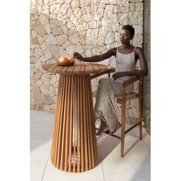 Table haute de jardin ronde Ø70 cm en bois d'acacia Mura - SKLUM