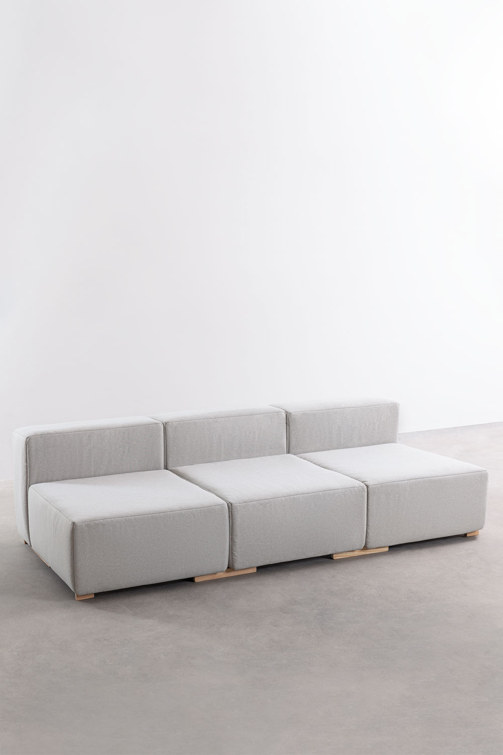 Canapé modulaire inclinable 3 pièces en bois d'acacia Brina - SKLUM