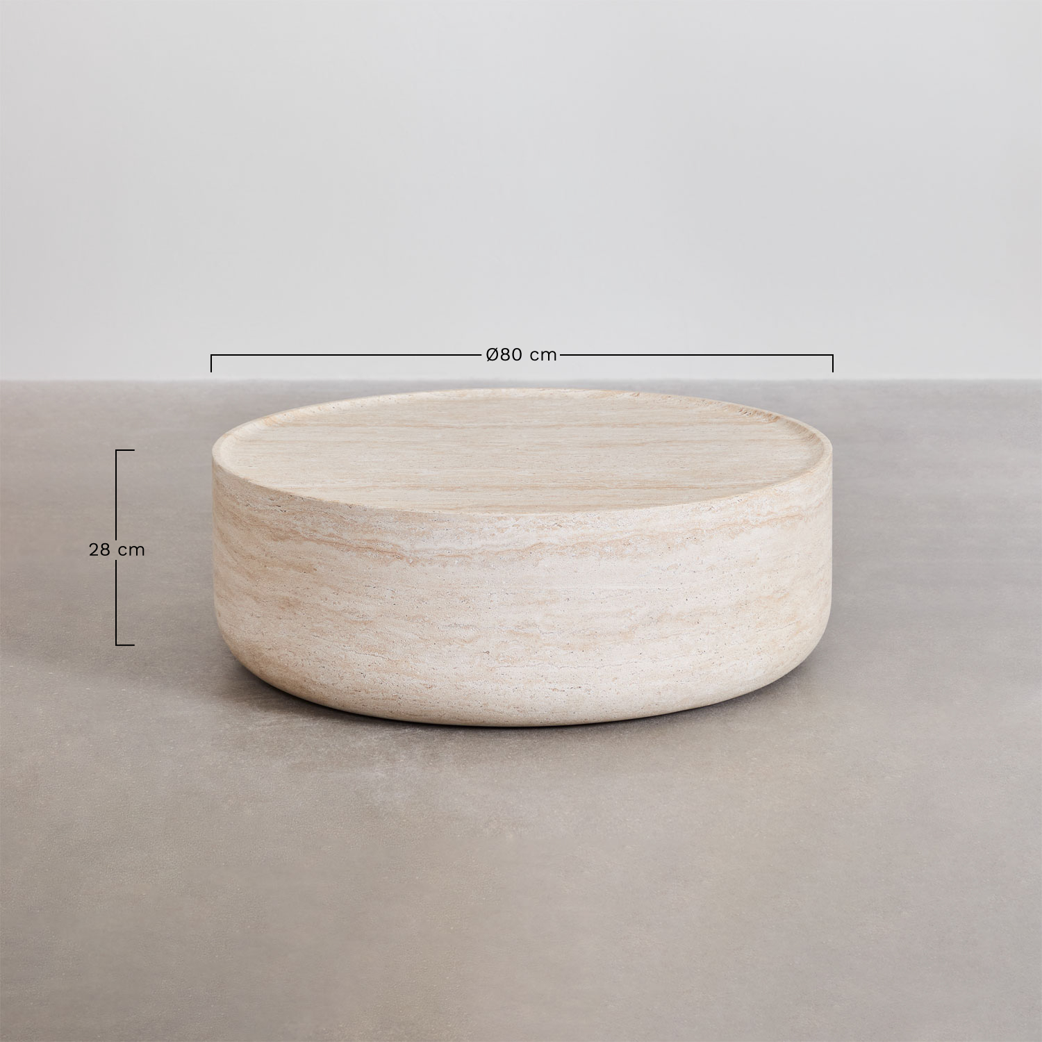 Table basse ronde Ø80 cm en aspect ciment travertin Darwys - SKLUM