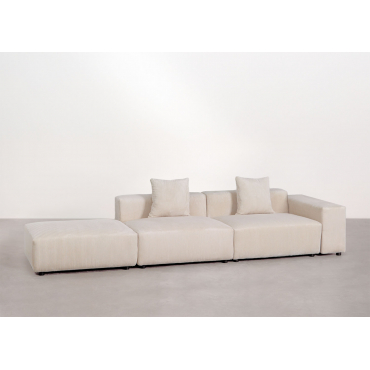 Canapé d'angle modulaire 2 pièces avec accoudoir bas et pouf ↔︎345 cm ...