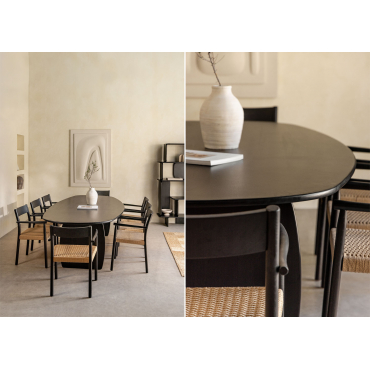 Ensemble table ovale Agathe, 260x120 cm, en bois de manguier et 8 chaises de salle à manger en ...