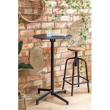 Table de bar ronde Ø60 cm pliable et convertible en 2 hauteurs en acier ...